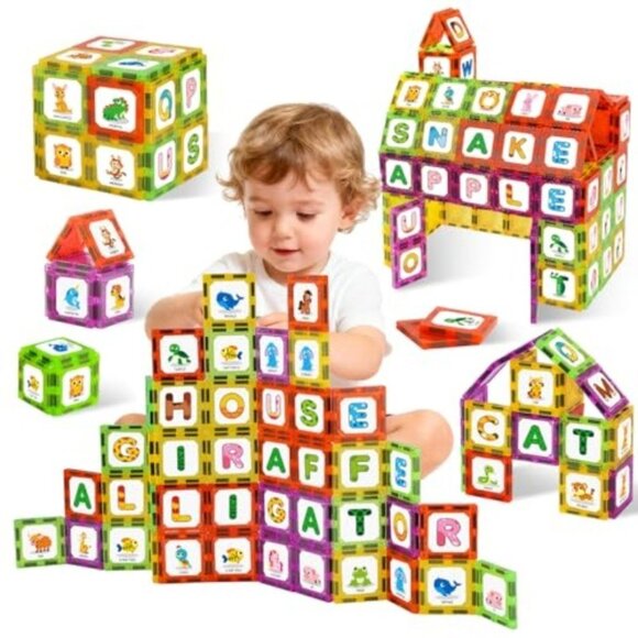 Windidi | Toys | Magnetic Tiles Letters Learning Toys Animals Alphabet ...